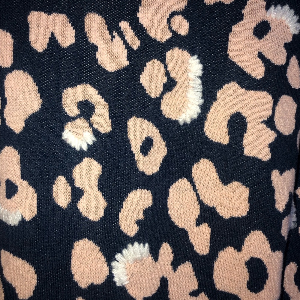 Anthropologie Moth Navy Cheetah Print Sweater - Gem